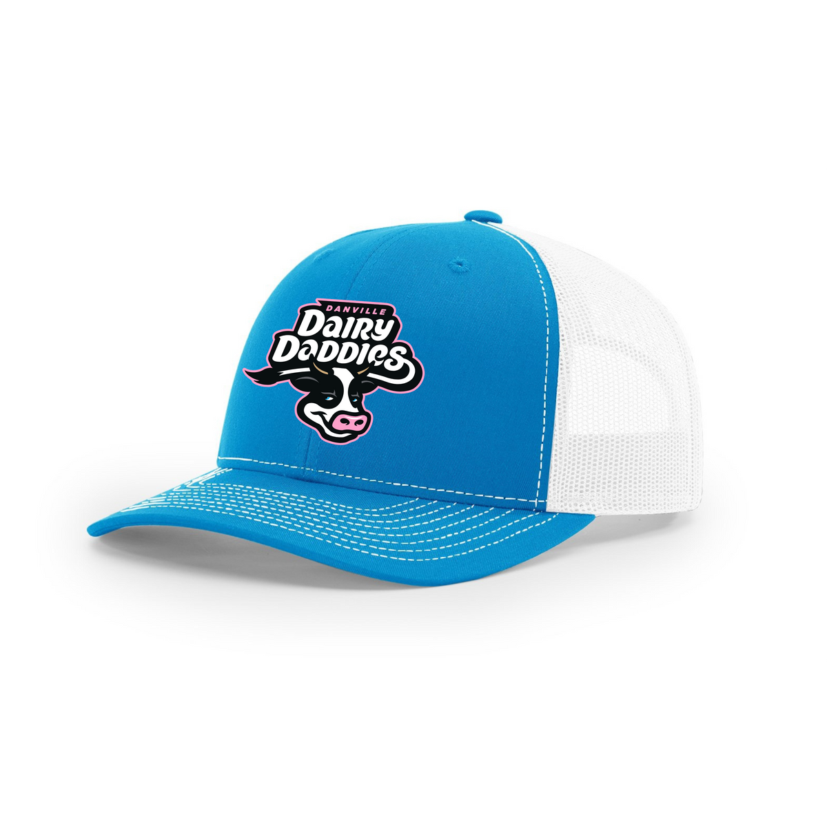Dairy Daddies Trucker Cap - Cyan/White – Danville Otterbots & Dairy ...